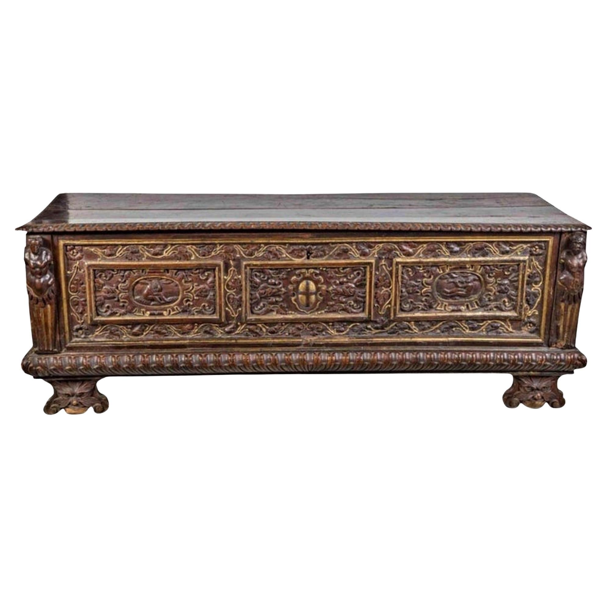 Italian, Tuscany, Baroque Walnut Shallow Chest on Stand, 17th Century ...