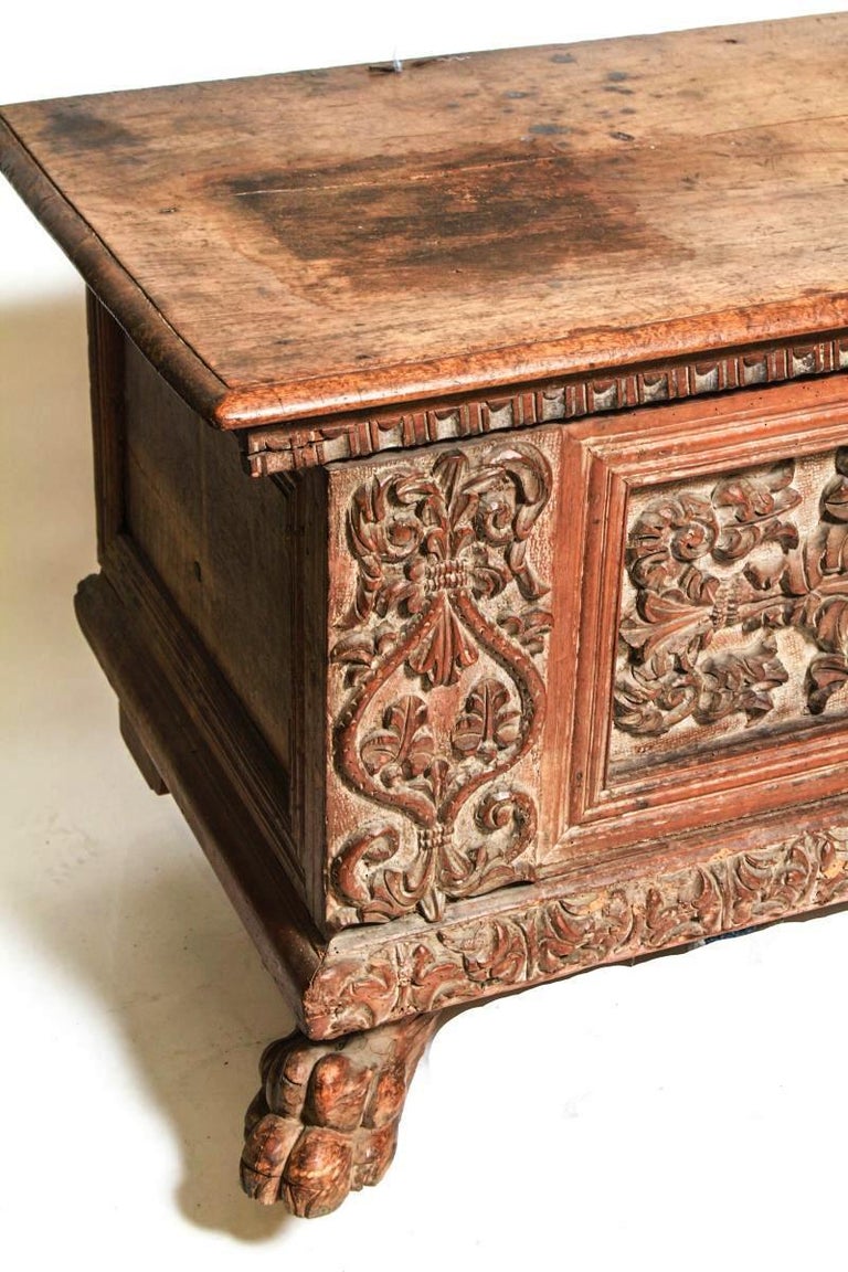 Italian Renaissance Manner Hand-Carved Wood Cassone at 1stdibs