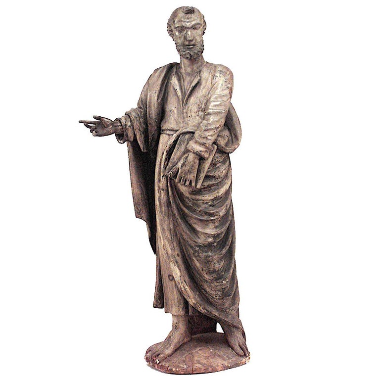 Italian Renaissance Painted Lifesize Figure of Religious Scholar For ...