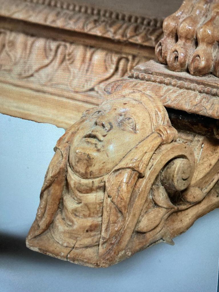 Italian Renaissance Revival Carved Walnut Library Table with Marble Top ...