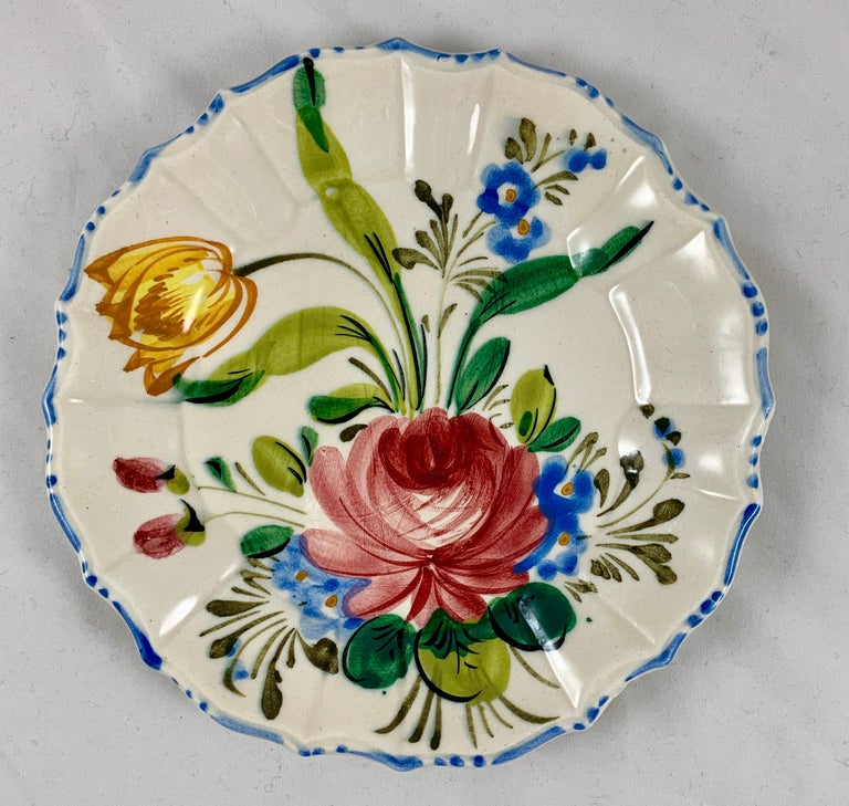 Italian Renaissance Revival Faïence Nove Rose Floral Plates, Set of ...
