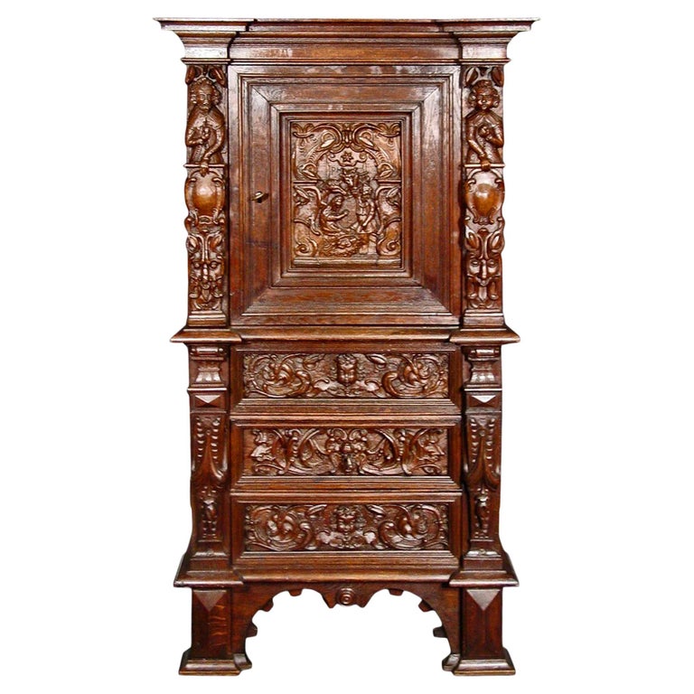 Italian Renaissance St. Mid-19th Century Oak Side Cabinet For Sale at ...