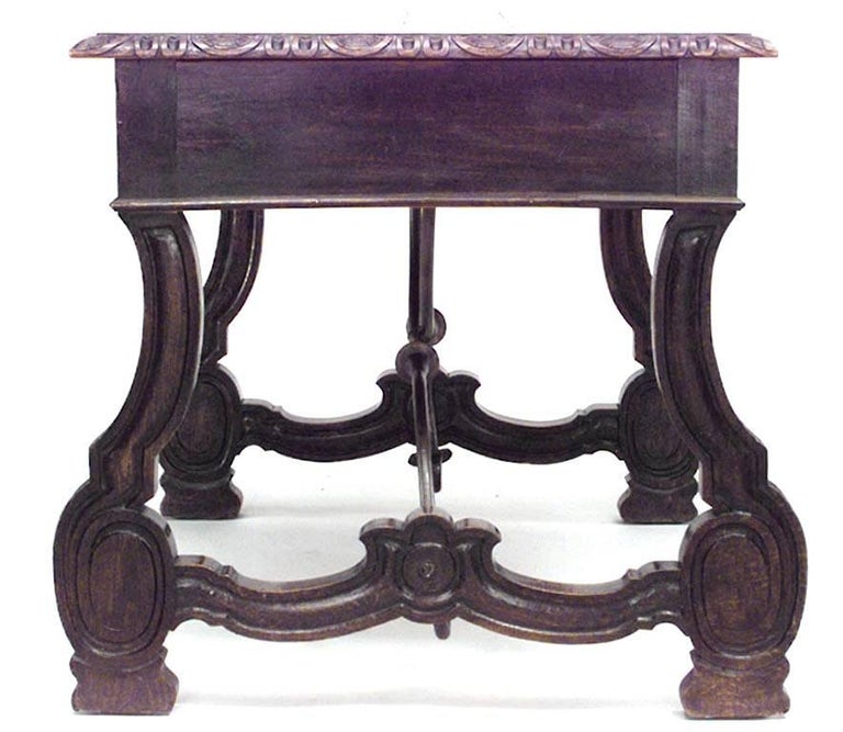 Italian Renaissance Style Carved Oak Table Desk For Sale at 1stDibs