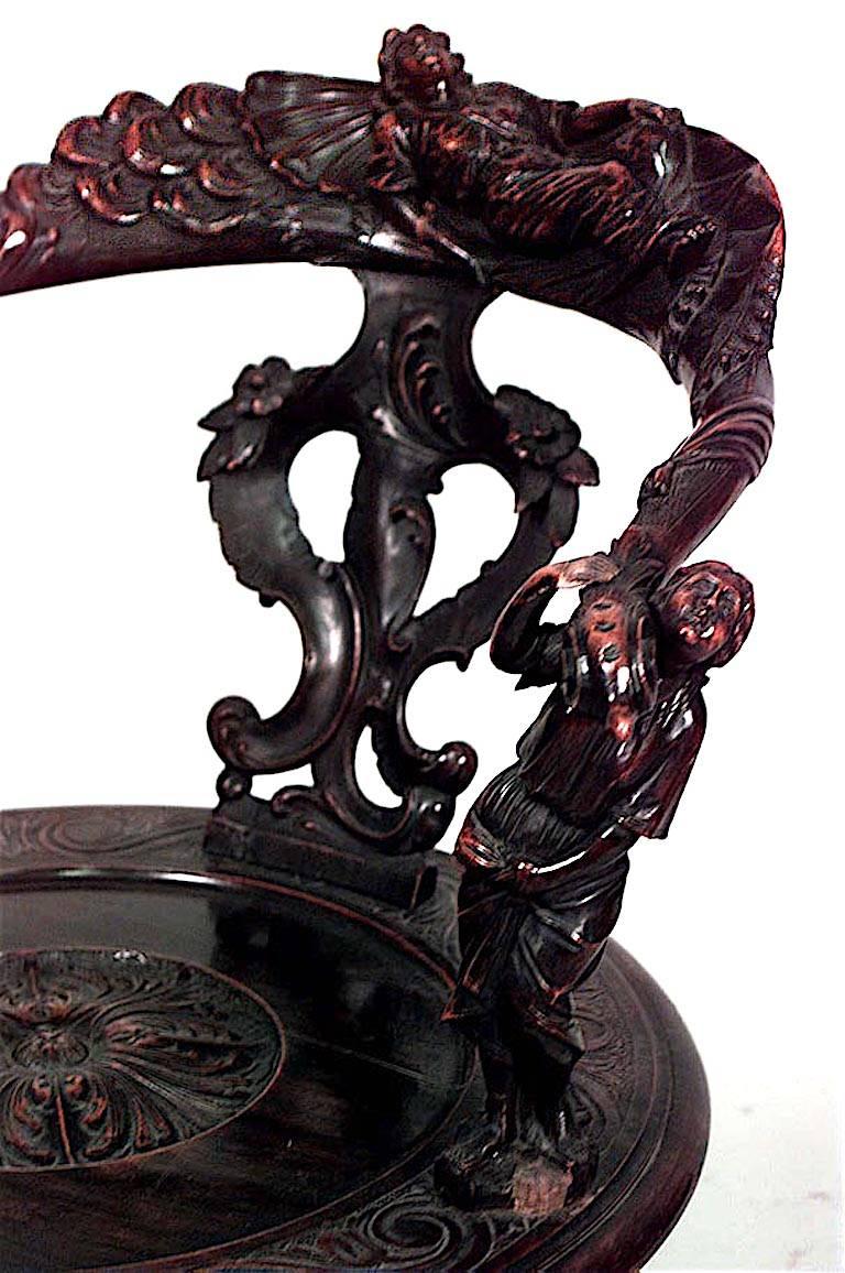 Italian Renaissance Style Round Back Walnut Armchair For Sale at ...