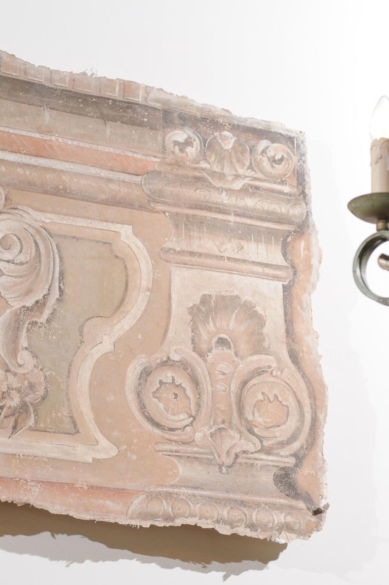 Italian Renaissance Style 20th Century Fresco with Cartouche, Mounted ...