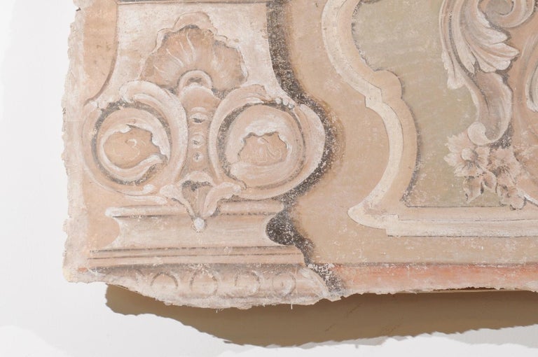 Italian Renaissance Style 20th Century Fresco with Cartouche, Mounted ...