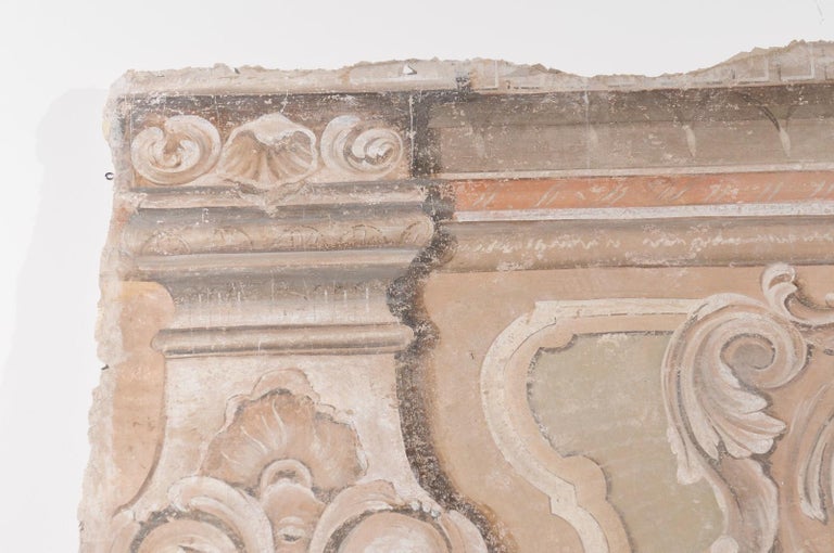 Italian Renaissance Style 20th Century Fresco with Cartouche, Mounted ...