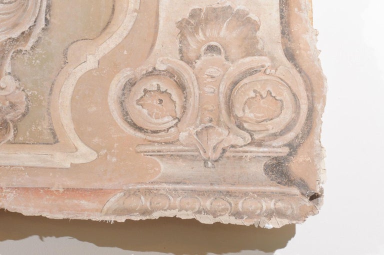 Italian Renaissance Style 20th Century Fresco with Cartouche, Mounted ...