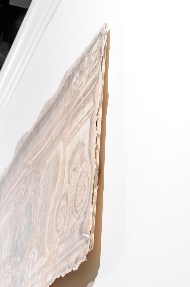 Italian Renaissance Style 20th Century Fresco with Cartouche, Mounted ...