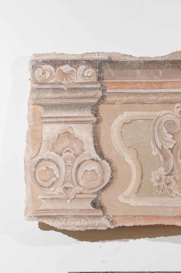 Italian Renaissance Style 20th Century Fresco with Cartouche, Mounted ...