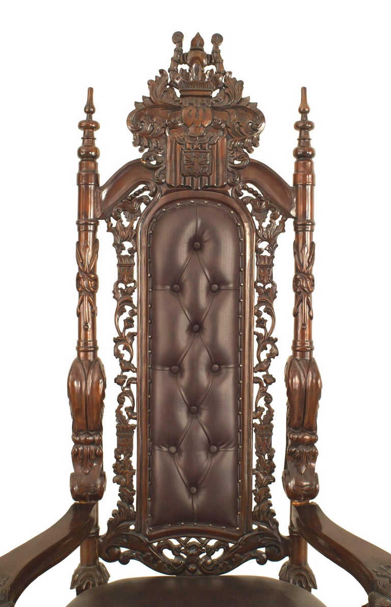 Italian Renaissance Brown Leather Throne Chair For Sale at 1stDibs ...