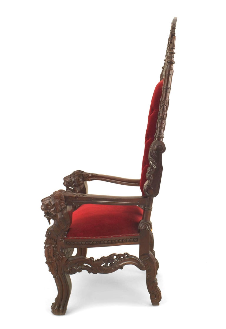 Italian Renaissance StyleRed Velvet Throne Chair For Sale at 1stDibs