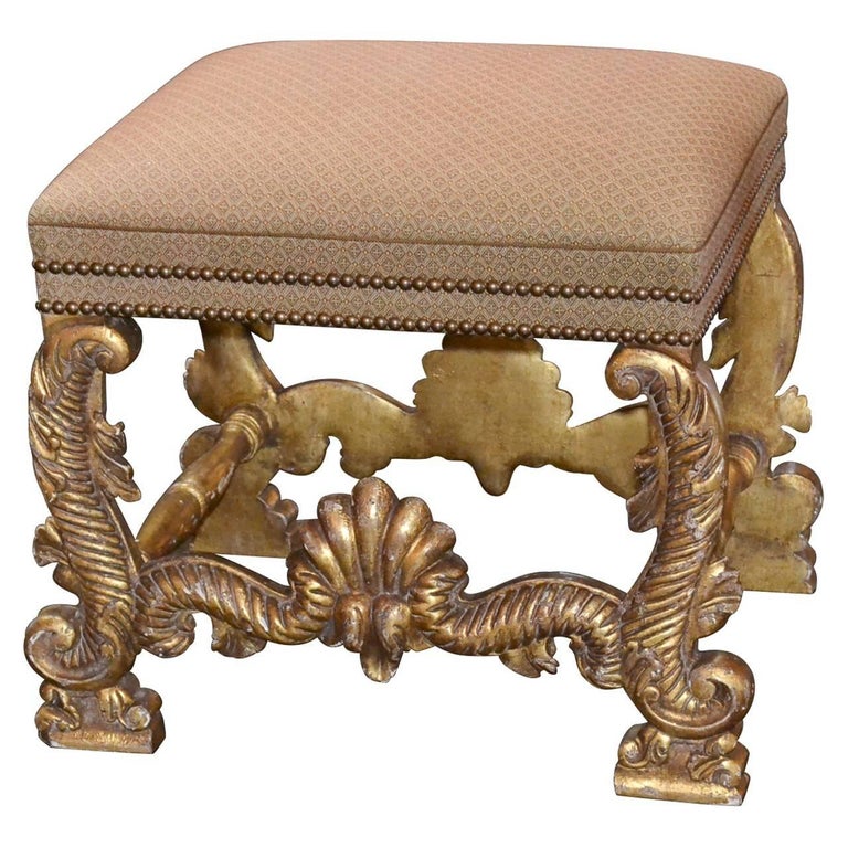 Italian Renaissance Style Carved Giltwood Stool at 1stDibs