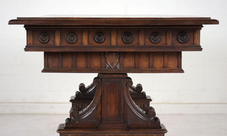 Italian Walnut Library Table For Sale at 1stDibs