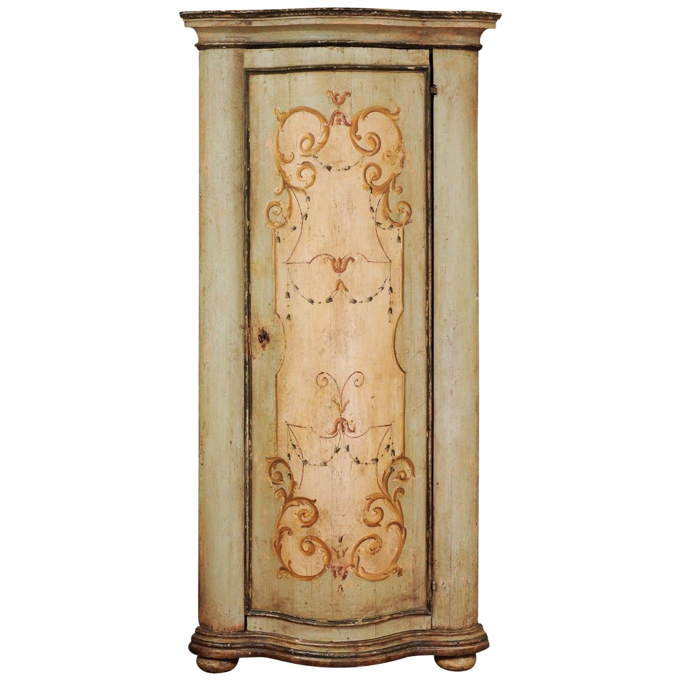 Italian Renaissance Style Corner Cabinet with Painted Volutes, circa ...