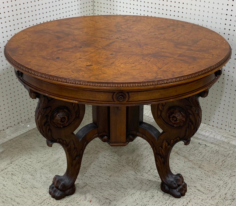 Italian Renaissance Style Walnut and Burl Round Table For Sale at 1stDibs