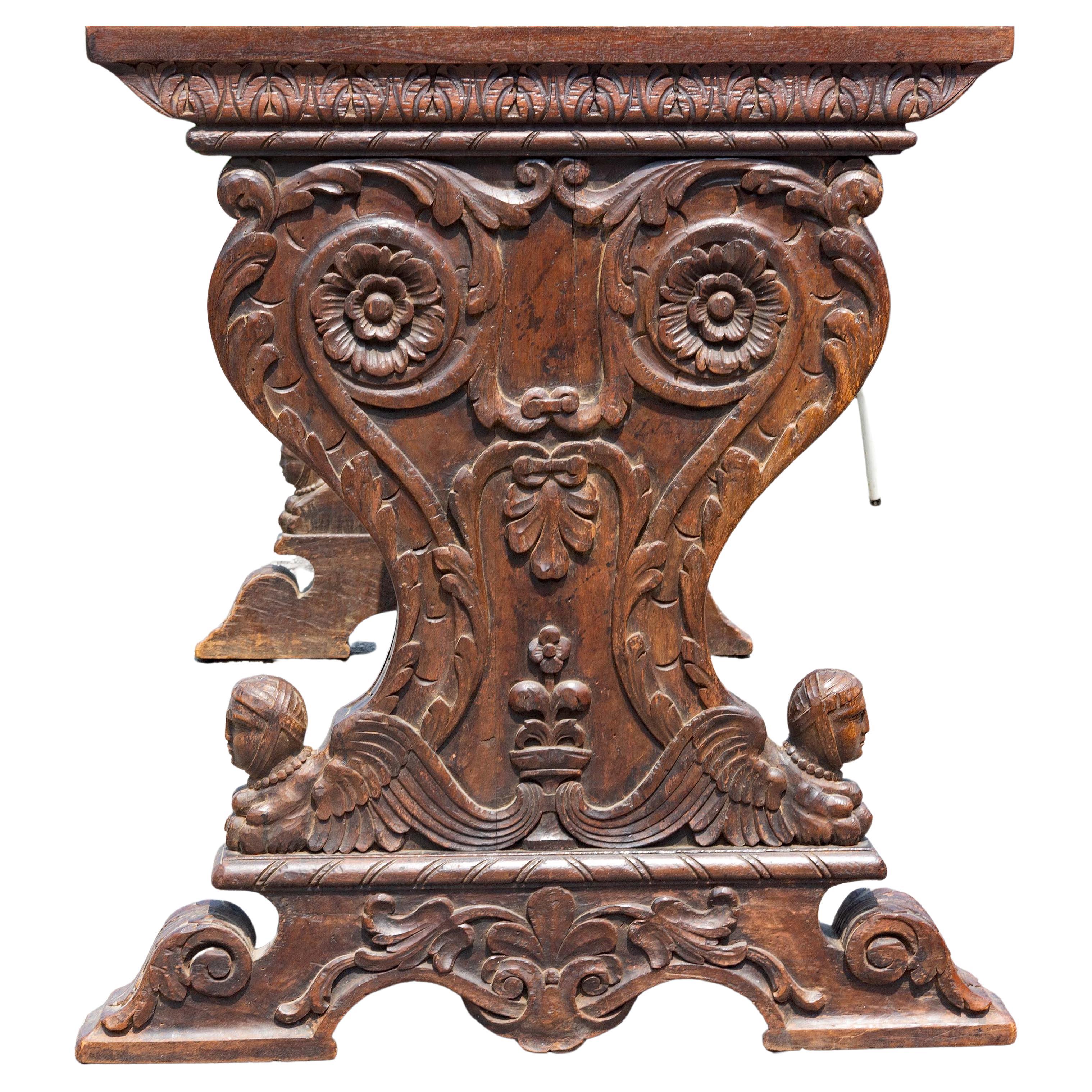 Italian Renaissance Style Walnut Refractory or Library Table For Sale ...