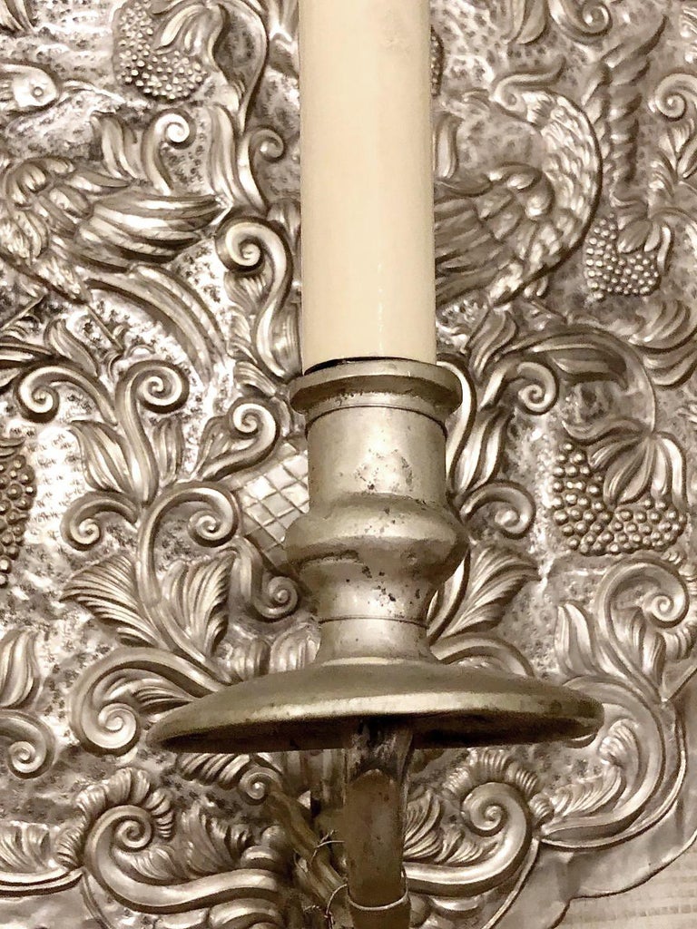 Set of Italian Repoussé Silver Plated Sconces, Sold Per Pair For Sale ...