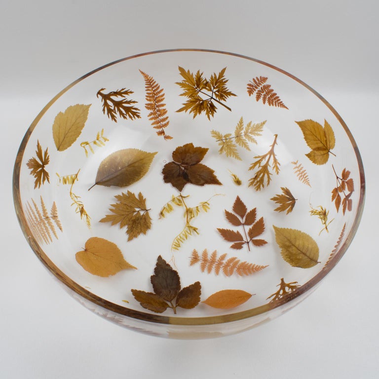 Italian Resin Centerpiece Bowl with Leaves and Flowers Inclusions For ...