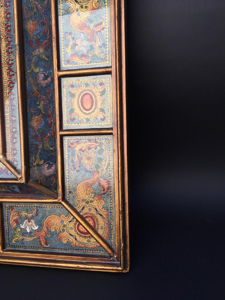 Italian Reverse Painted Glass Mirror at 1stDibs