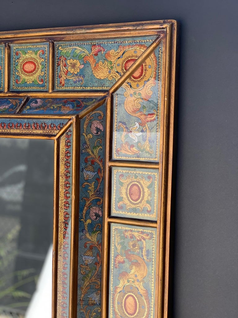 Italian Reverse Painted Glass Mirror at 1stDibs