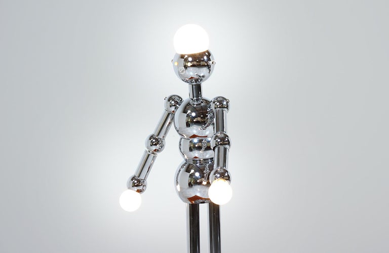 Italian Robot Sculpture Chrome Lamp by Torino at 1stDibs