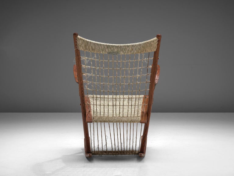 Italian Rocking Chair in Rope and Oak by Guglielmo Pecorini at 1stDibs