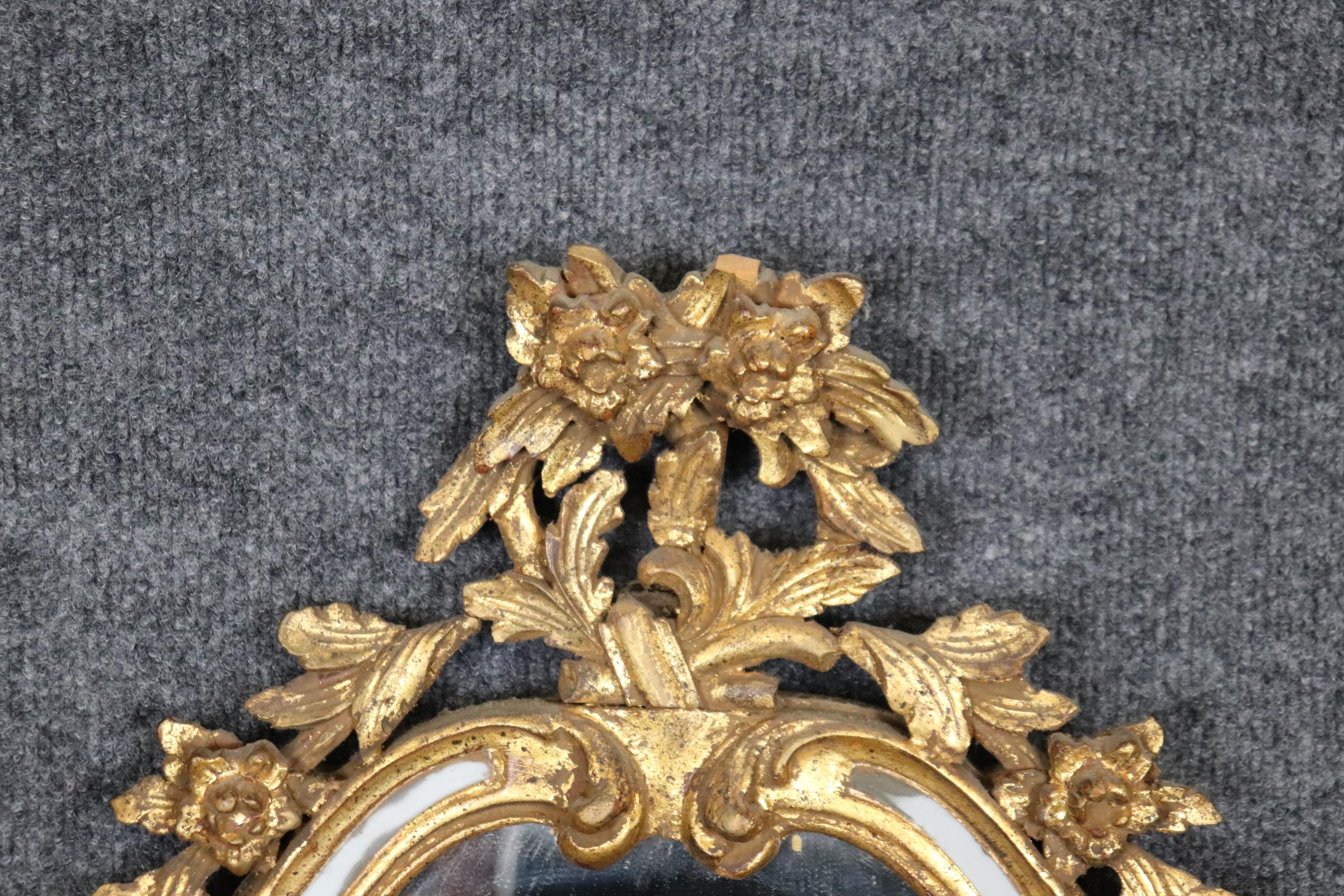 Italian Rococo Distressed Floral Carved Gold Gilt Mirror For Sale at ...