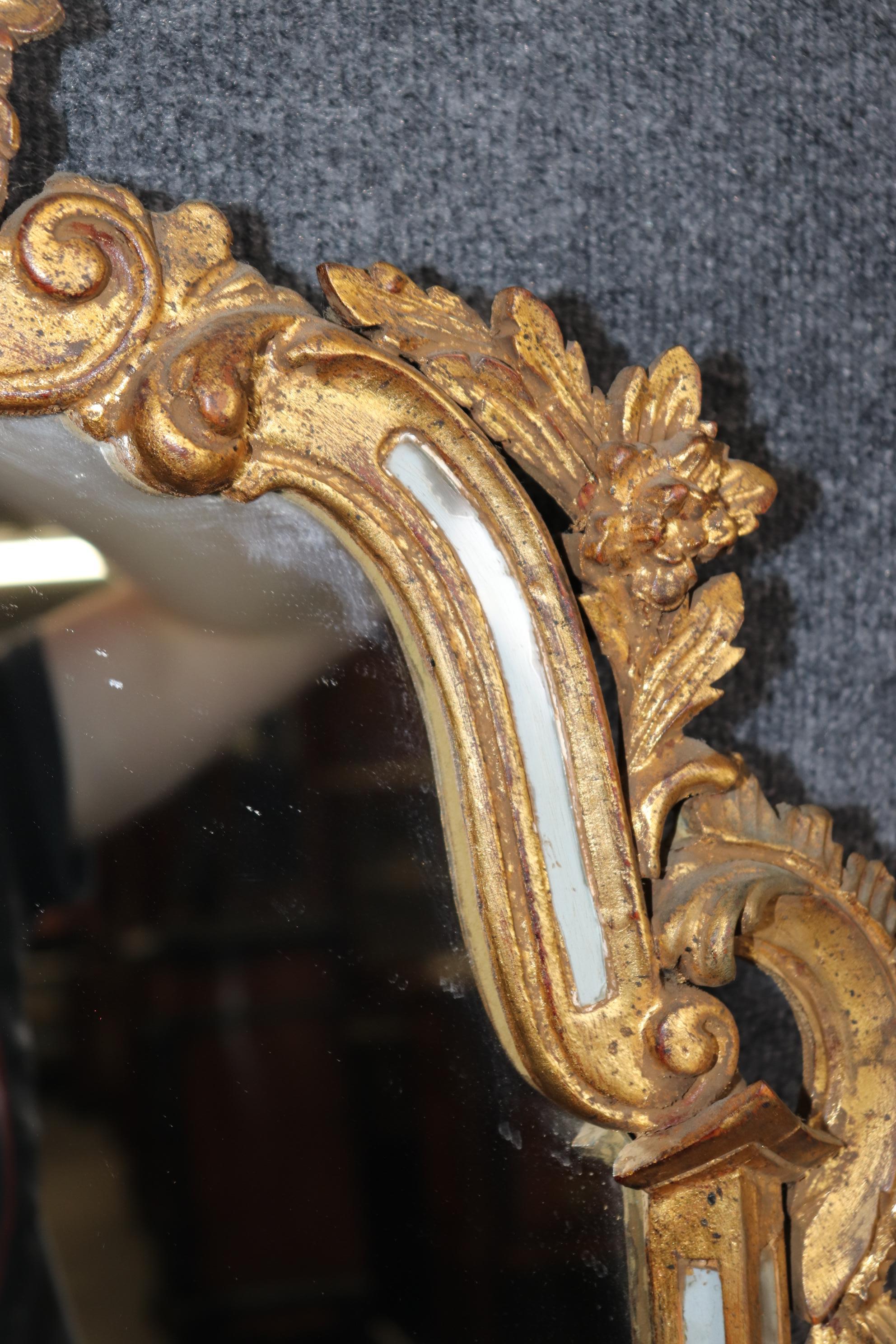 Italian Rococo Distressed Floral Carved Gold Gilt Mirror For Sale at ...