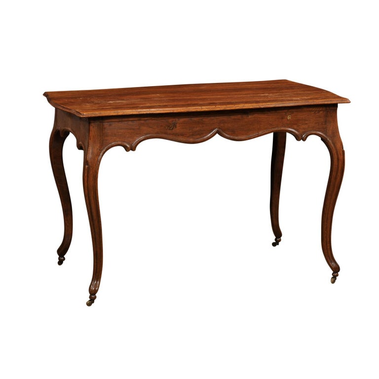 Italian Rococo Early 19th Century Oak Table with Carved Apron and ...