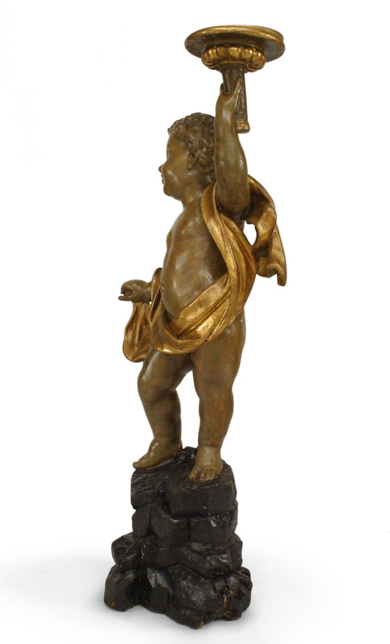 Italian Rococo Green Cupid Figure For Sale at 1stDibs