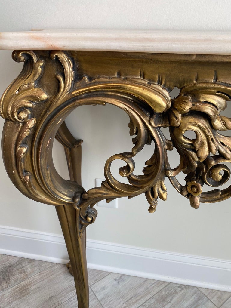 Italian Rococo Marble-Top Gilded Console For Sale at 1stDibs