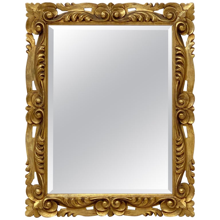 Italian Rococo Rectangular Bevelled Mirror with Carved Gilt Frame (H 29 x W 23) For Sale at 1stDibs