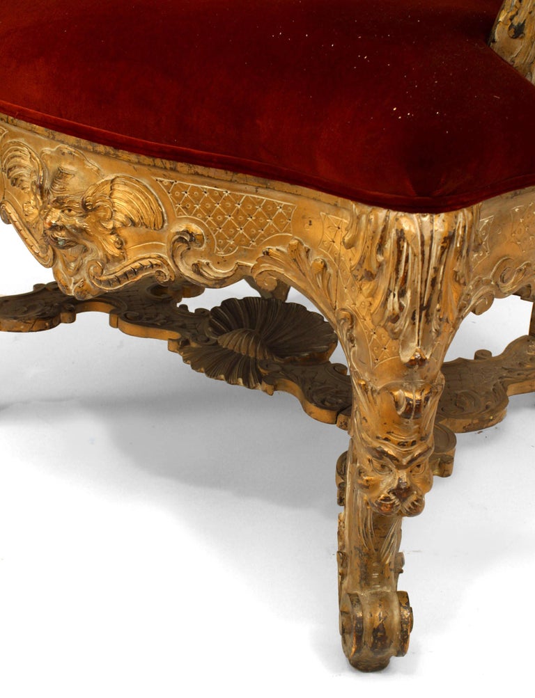 Italian Rococo Red Velvet Throne Chair at 1stDibs