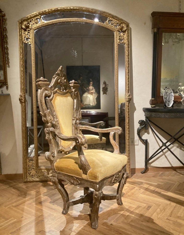 Italian Rococo Silver Mecca Giltwood Throne Armchair, Rome 18th Century ...