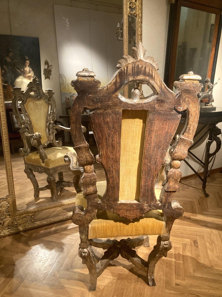 Italian Rococo Silver Mecca Giltwood Throne Armchair, Rome 18th Century ...