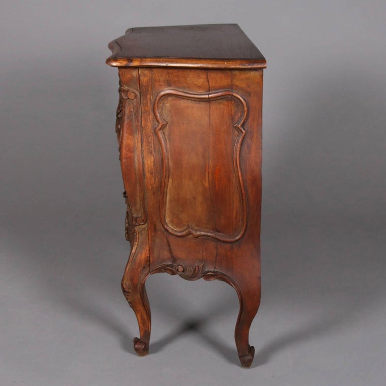 Italian Rococo Style Carved Walnut Two-Drawer Bombe Commode, circa 1940 ...