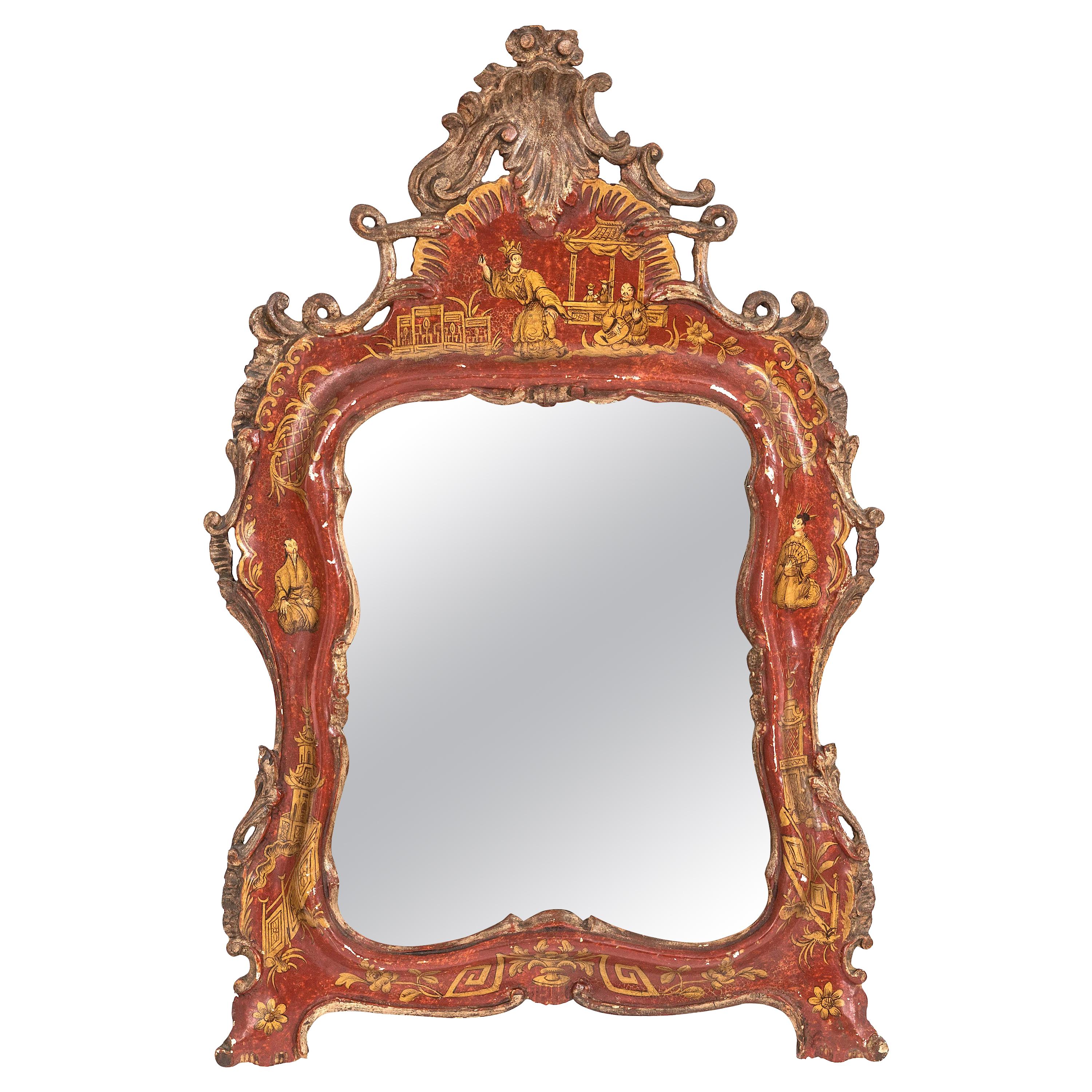 Italian Rococo Style Chinoiserie Wall Mirror at 1stDibs