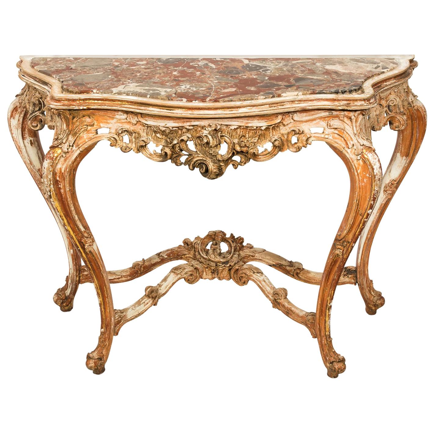 Italian Rococo Style Console Table, circa 1860 at 1stDibs