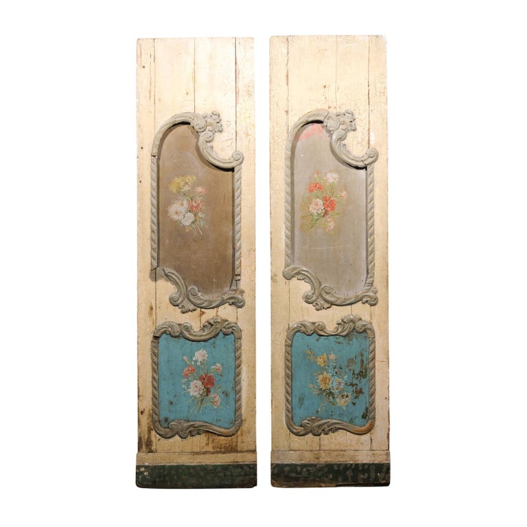 Italian Rococo Style Early 19th Century Door Panels with Painted ...