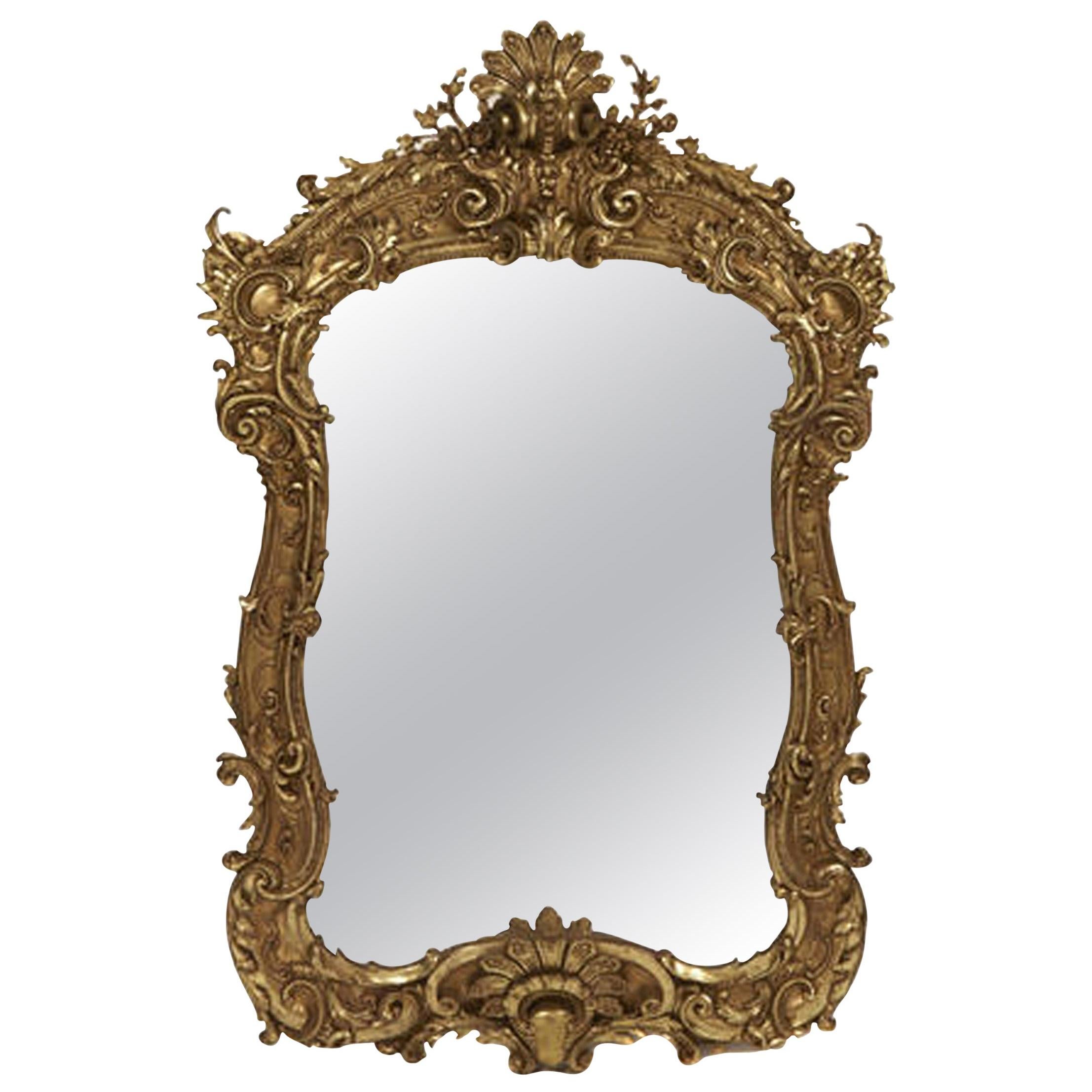 Italian Rococo Gilt Wood Foliate Mirror For Sale at 1stDibs