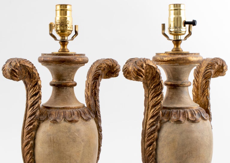 Italian Rococo Style Painted Table Lamps For Sale at 1stDibs