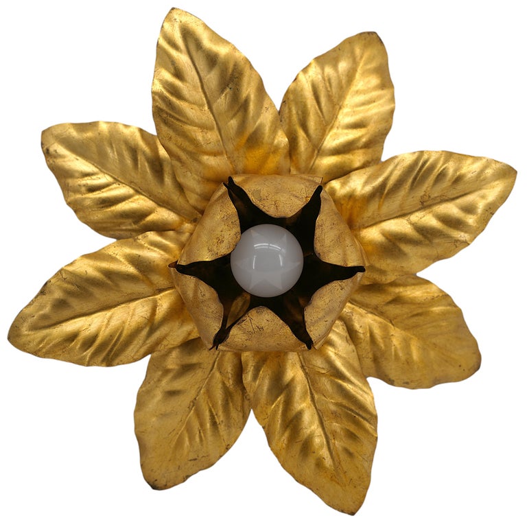 Italian Rose Flush Mount or Wall Light, 1970s For Sale at 1stDibs