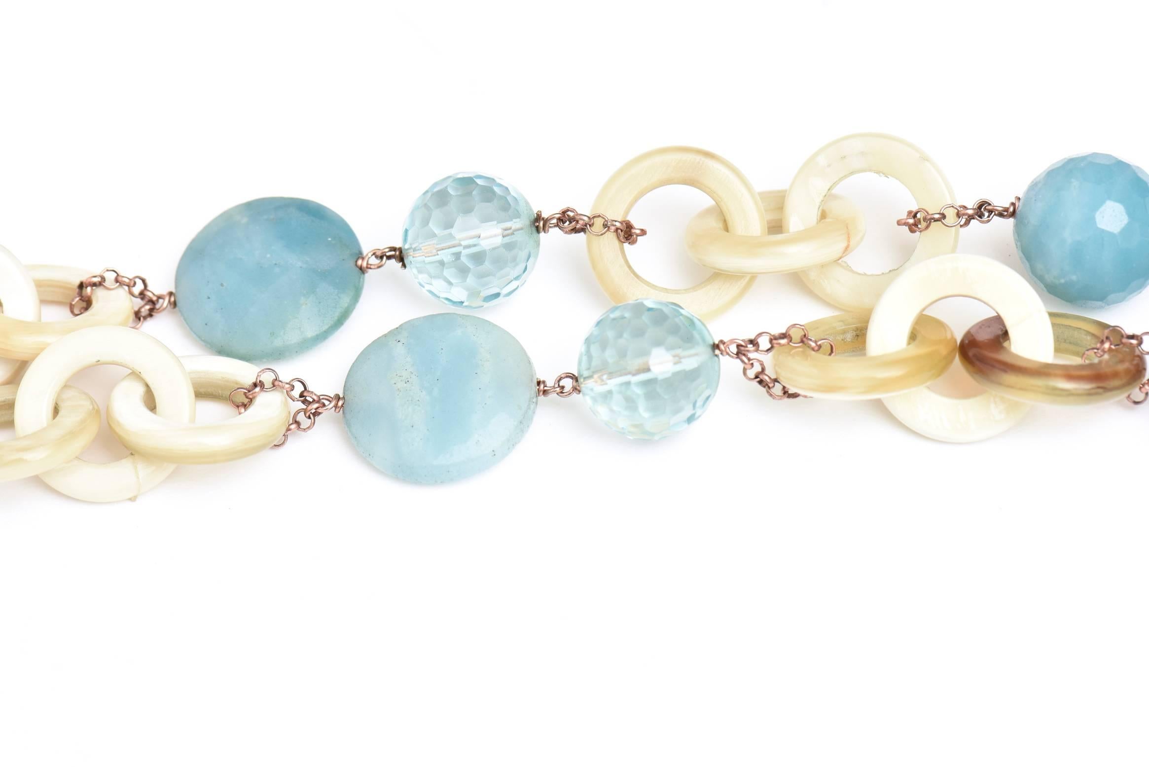 Amlé Italian Rose Gold and Horn Faceted Glass Chain Link Necklace at ...