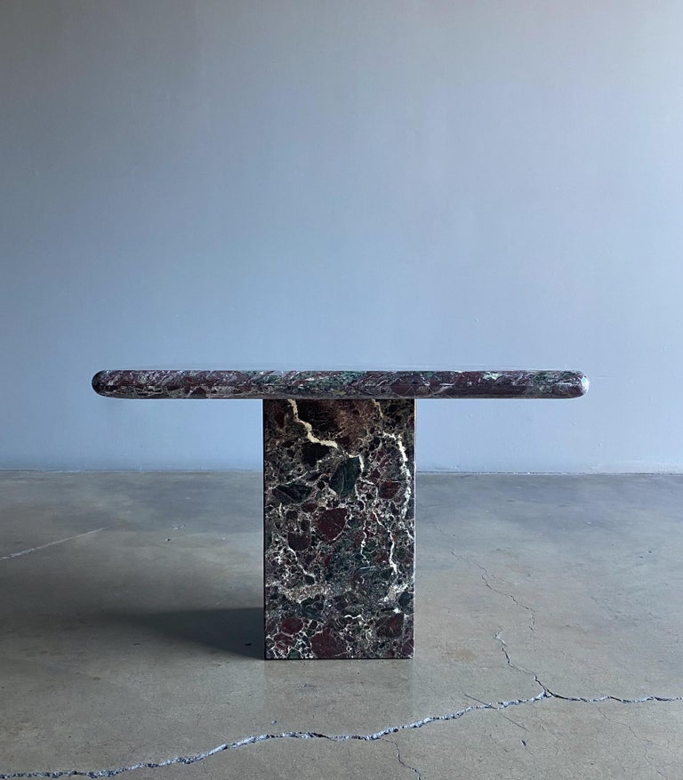 Italian Rosso Levanto Modernist Marble Side Tables, circa 1980 at 1stDibs