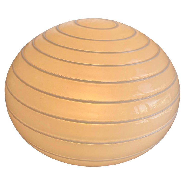 Italian Round Ball Swirl Glass Table Lamp For Sale at 1stDibs