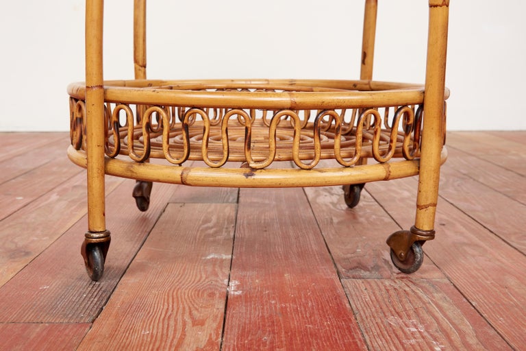 Italian Round Bamboo Bar Cart at 1stDibs
