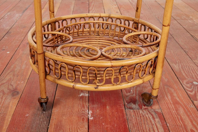 Italian Round Bamboo Bar Cart at 1stDibs