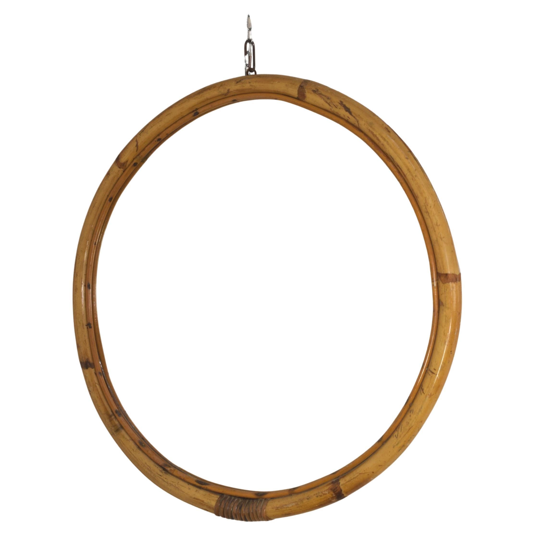 Italian round bamboo mirror, 1960s For Sale at 1stDibs