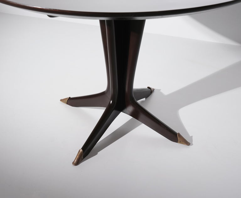 Italian Round Dining Table with Brass Feet , 1950s Midcentury Modern ...